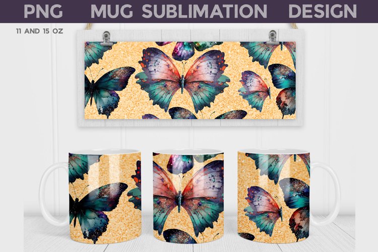 Butterfly Mug Sublimation | Butterflies Mug Wrap