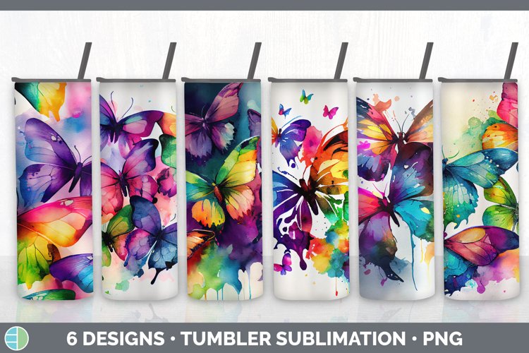 Rainbow Butterflies Tumbler Sublimation Bundle
