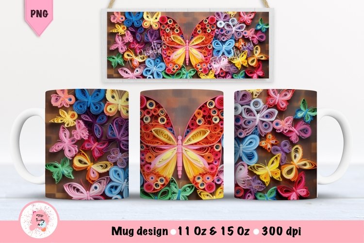 Butterfly 3D Mug Wrap For 11 oz and 15 oz