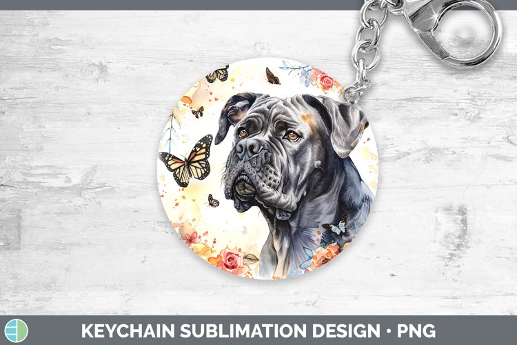 Butterfly Dog Cane Corso Keychain Sublimation Keyring Design