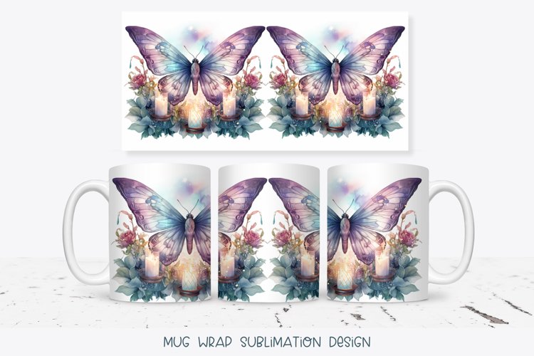Butterfly Mug Wrap | Watercolor Butterfly Mug Sublimation