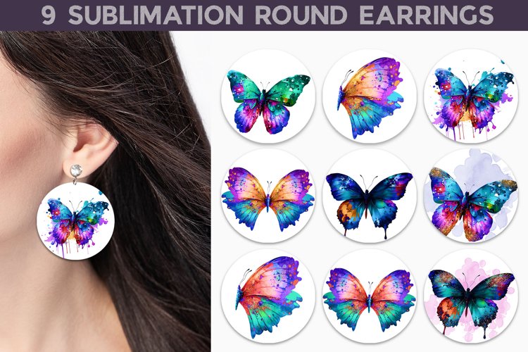 Bright Batterfly Round Earrings | Butterfly Earrings