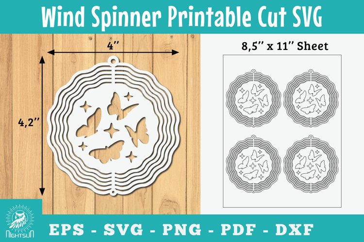 Butterfly Wind Spinner Printable Cut SVG