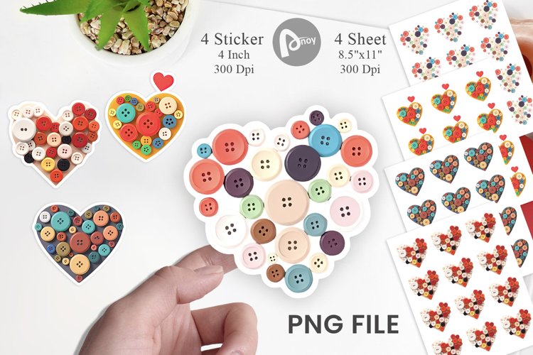 Button Heart Sticker (5098673)