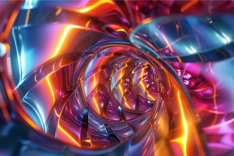 Abstract neon swirls in 3d space