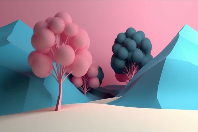 Abstract 3d landscape deep rendering. Generate Ai