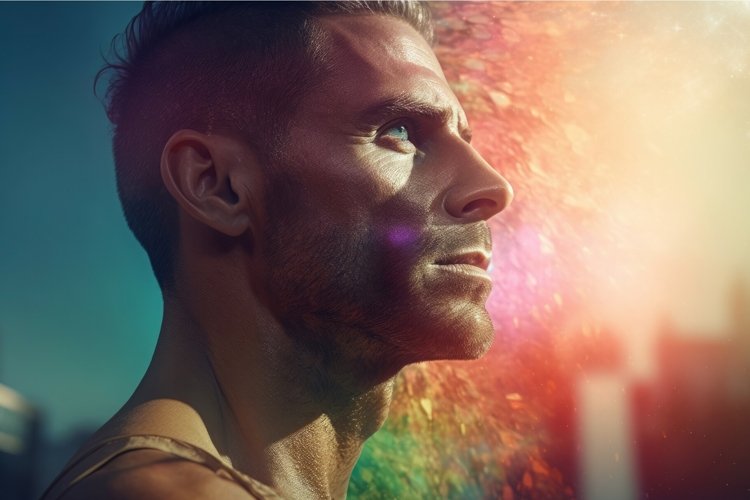 Colorful man head aura. Generate Ai (3688755)
