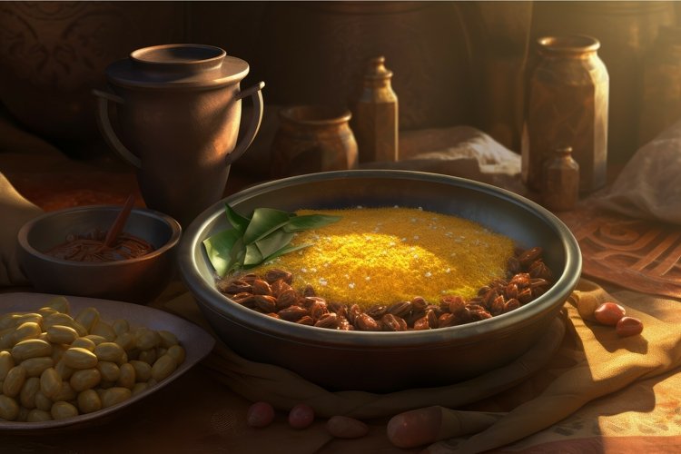 Arabian dish table. Generate Ai (3308740)