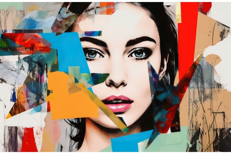 Art collage woman portrait. Generate Ai (3613110)
