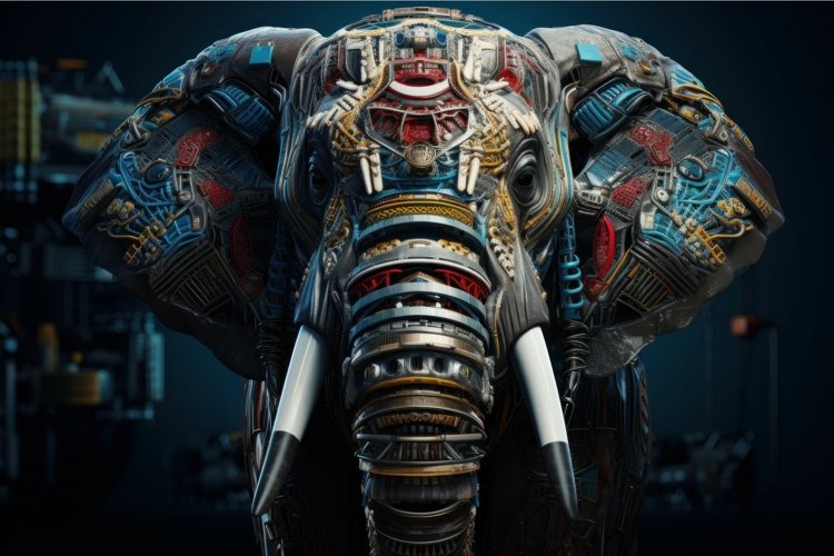 Futuristic Ai elephant head. Generate Ai (3769274)