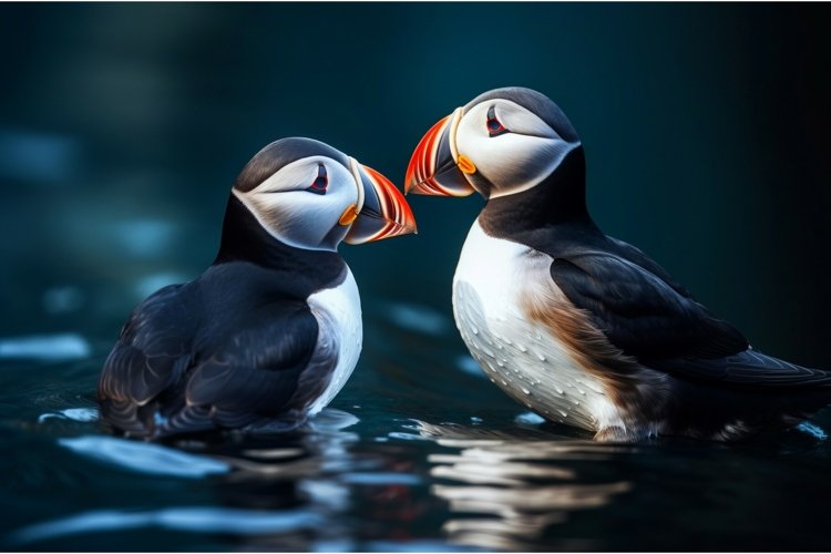 Atlantic puffins birds. Generate ai (3704858)