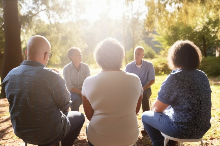 Back view support group. Generate Ai