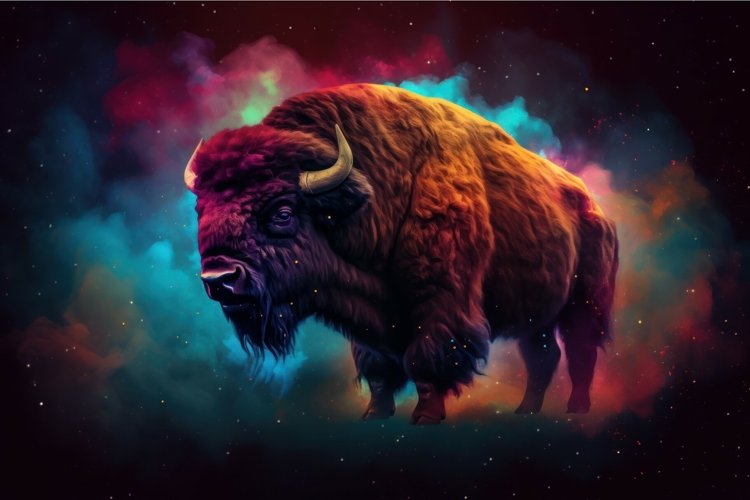 Colorful bison. Generate Ai (3494469)