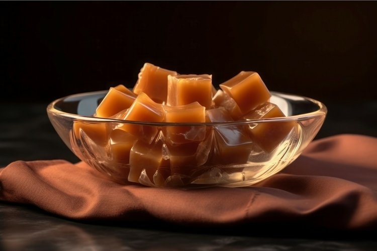 Brown caramels candies. Generate ai