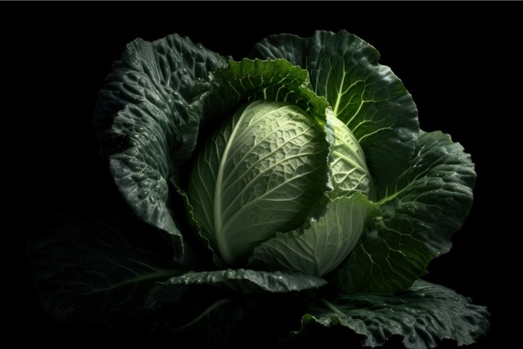 Cabbage black background. Generate Ai