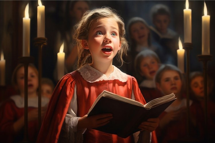 Singing choir child. Generate Ai