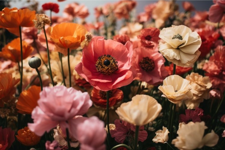 Fragrant Wild field of flowers. Generate Ai