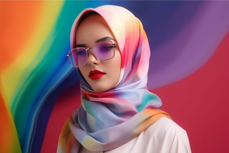 Colorful arab woman. Generate Ai