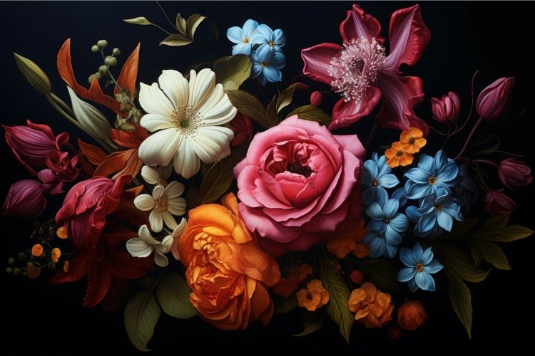 Decorative Colorful flowers. Generate Ai