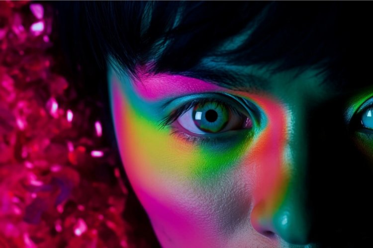 Colorful asian makeup view. Generate Ai