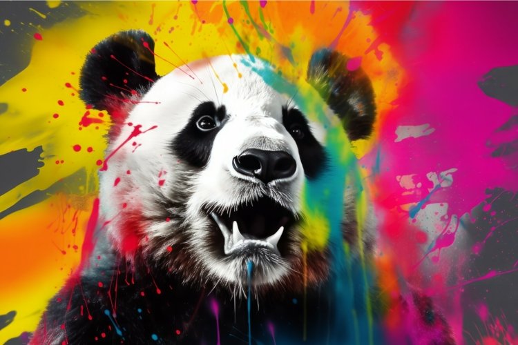 Colorful paint panda artwork. Generate Ai