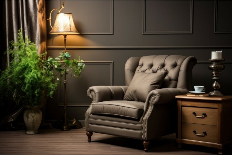 Charming Chair decor living room. Generate Ai
