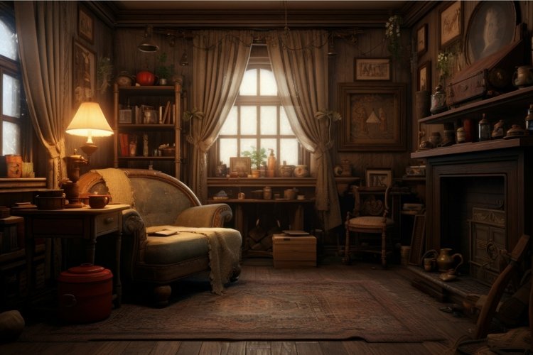 Homey Cozy old room. Generate Ai
