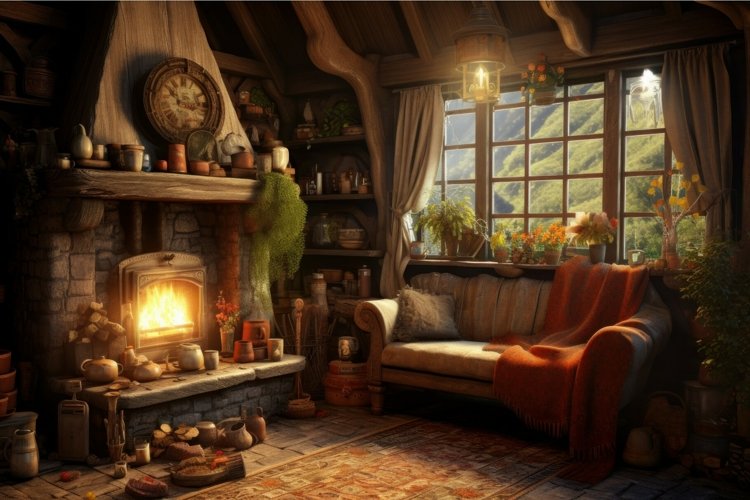 Comfortable Cozy old room. Generate Ai