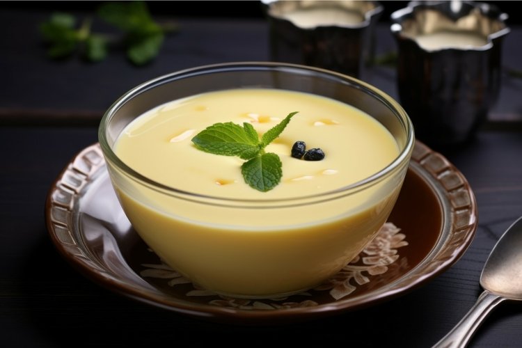 Velvety Creamy custard pudding. Generate AI