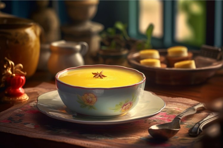 Custard pudding dessert. Generate Ai