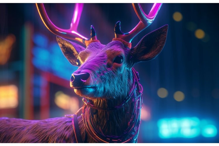 Cyberpunk deer. Generate Ai