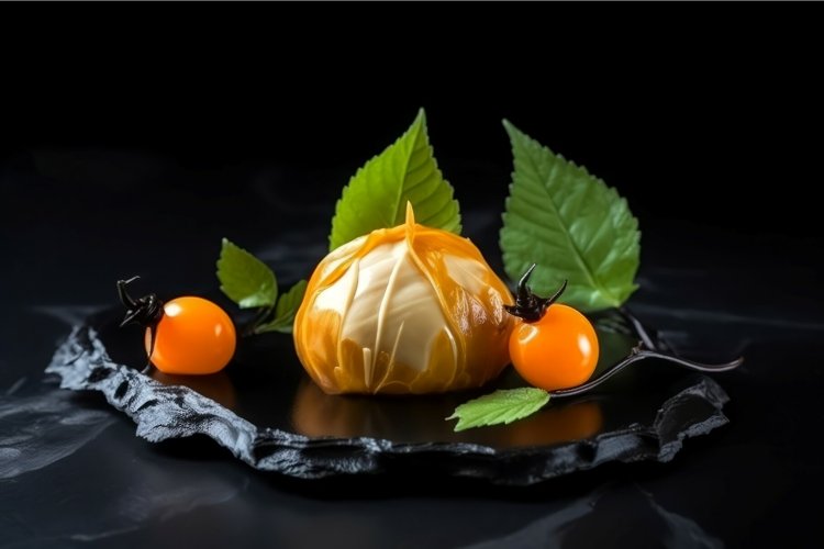 Dessert decorated physalis berry. Generate Ai