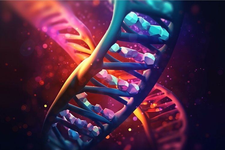 Colorful dna molecule. Generate Ai