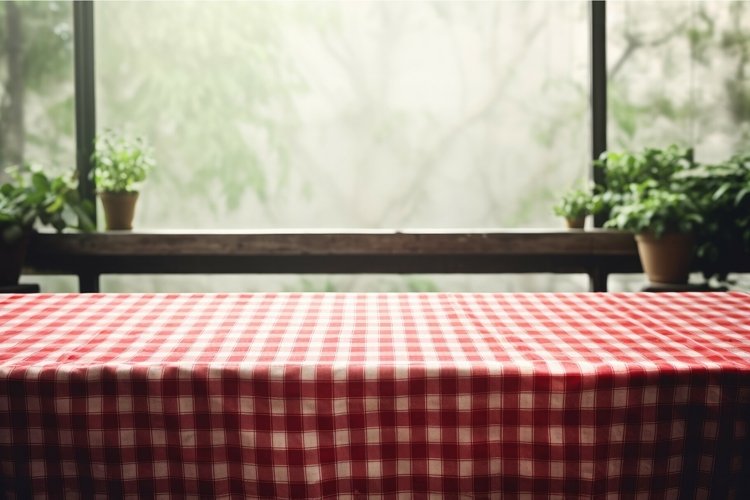 Empty table with red and white checkered (3666862)