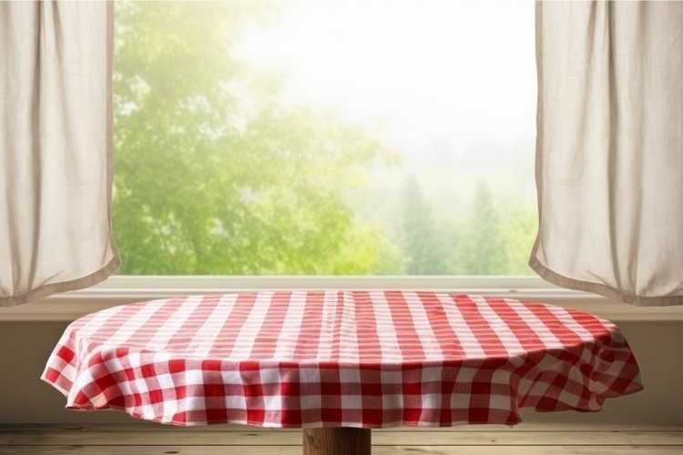 Empty table with red and white checkered (3666858)
