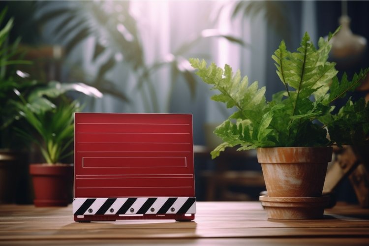 Bustling Film production scene background. Generate Ai