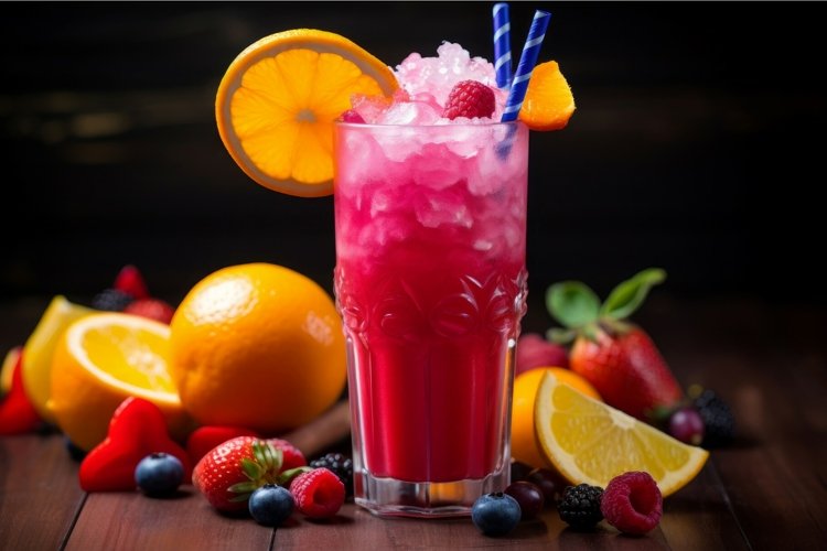 Refreshing Fruit frizzle juice. Generate Ai