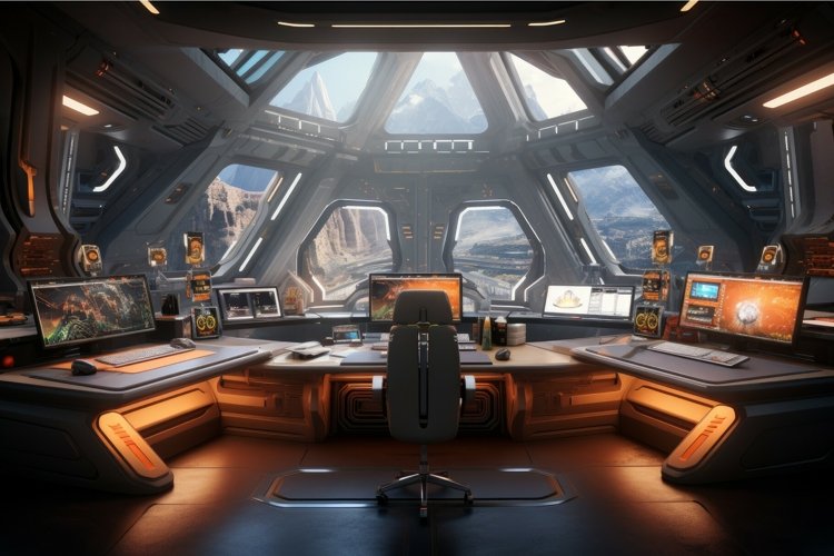 Sleek Futuristic spaceship. Generate Ai