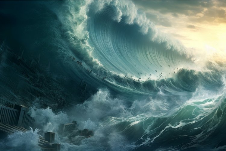 Colossal Tsunami wave. Generate Ai (3768953)