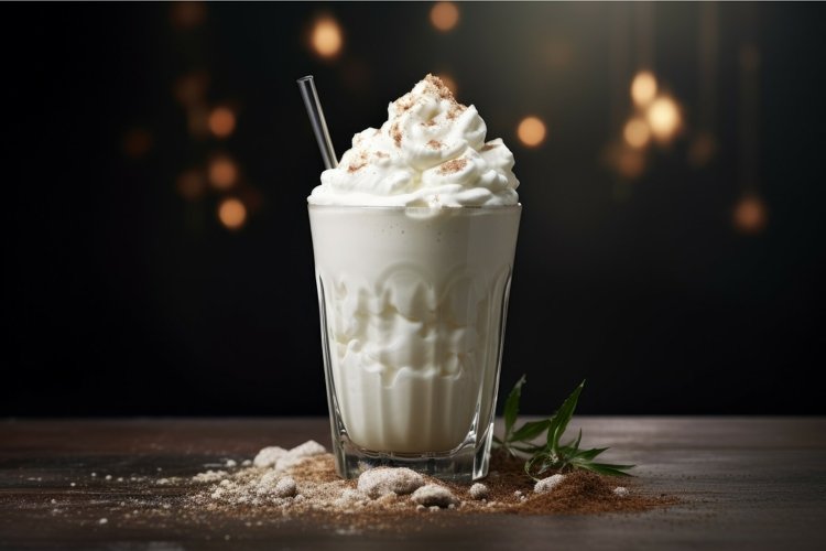 Creamy Glass vanilla milkshake. Generate Ai