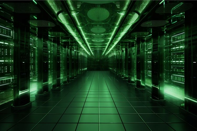 Sustainable Green data center place. Generate Ai