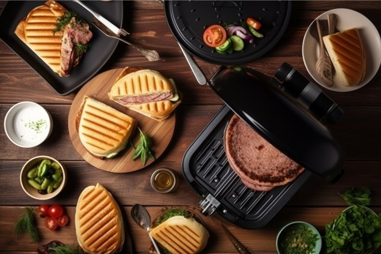 Grill maker sandwiches food. Generate Ai