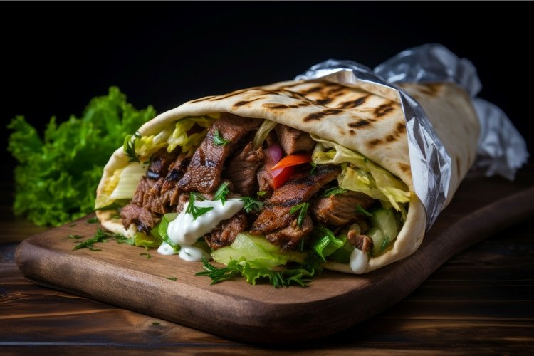 Sizzling Fresh donner grilled food. Generate Ai