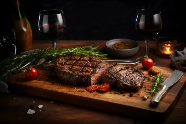 Tantalizing Grilled steak table. Generate Ai