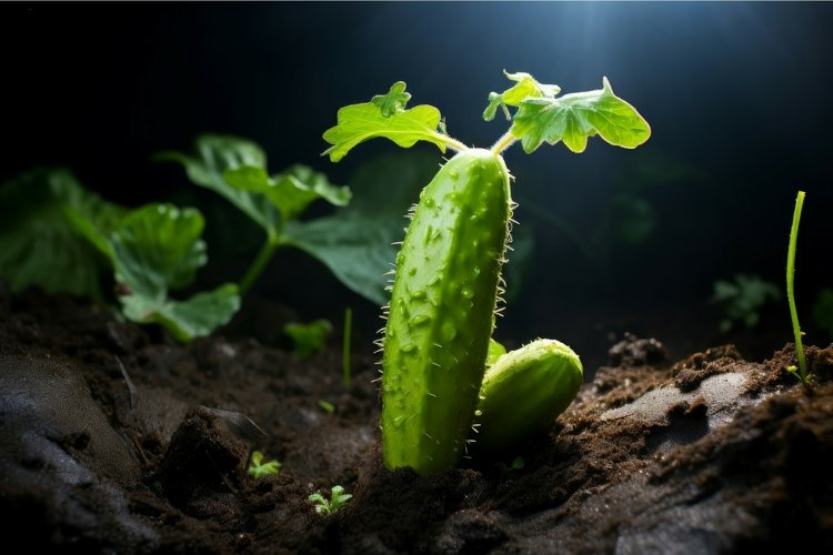 Green Growing young cucumber. Generate Ai Green Growing young cucumber. Generate Ai