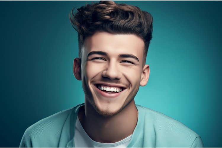 Handsome man fashionable haircut hairstyle. Generate Ai