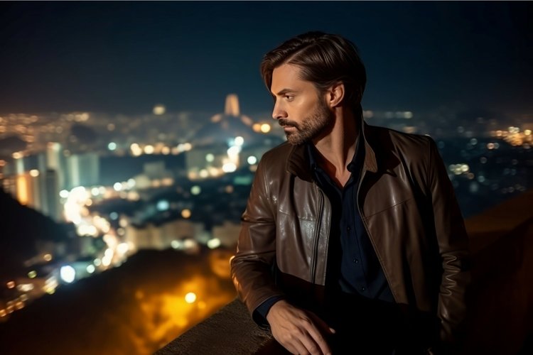 Handsome man night. Generate Ai