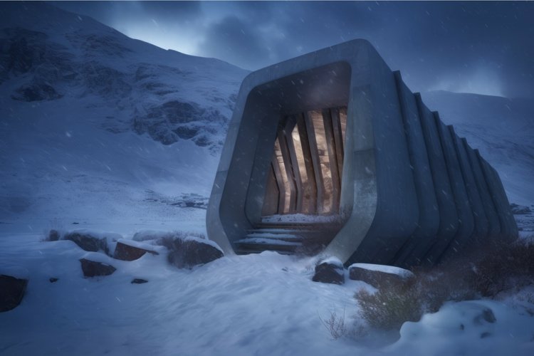 Hidden winter old tunnel. Generate Ai