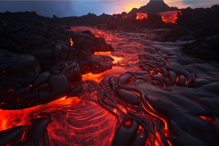 Unstoppable Hot lava flow. Generate Ai