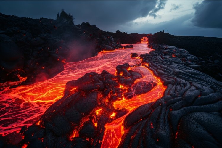 Molten Hot lava flow. Generate Ai